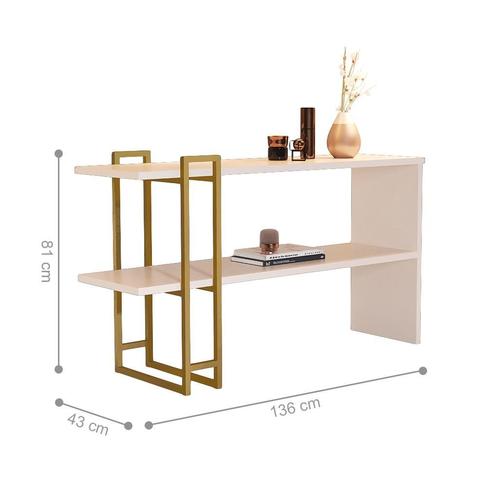 Buffet Aparador 2 Prateleiras Koda Pérola Dourado | MadeiraMadeira