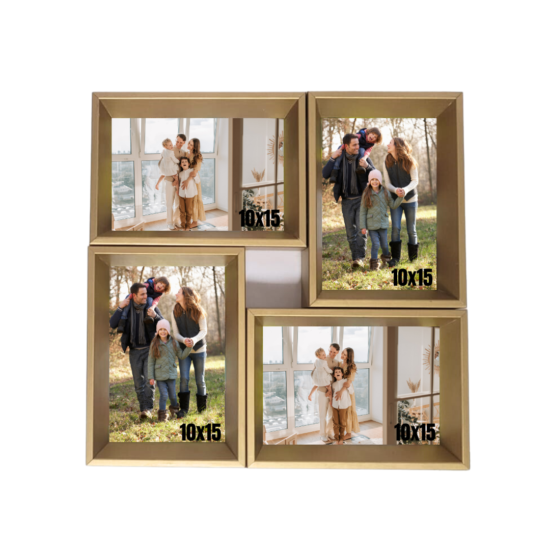 Quadro de Parede Para 4 Fotos 10x15cm Chanfrada/Laqueada com Vidro ...