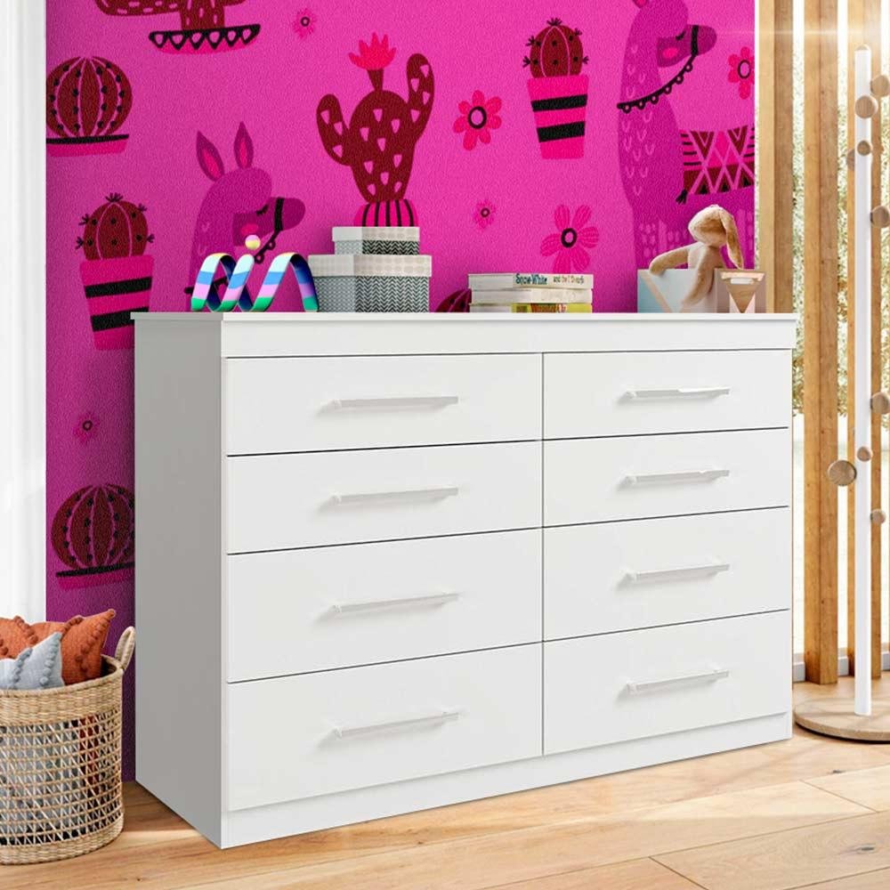 Cômoda Infantil 8 Gavetas Branca Happy Shop JM | MadeiraMadeira