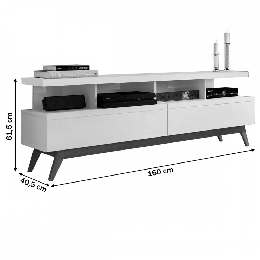 Rack para TV Até 60 Polegadas Vivare Wood 2 Gavetas Off White/Nature ...