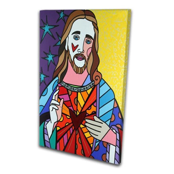 Quadro Romero Britto Jesus Cristo | MadeiraMadeira