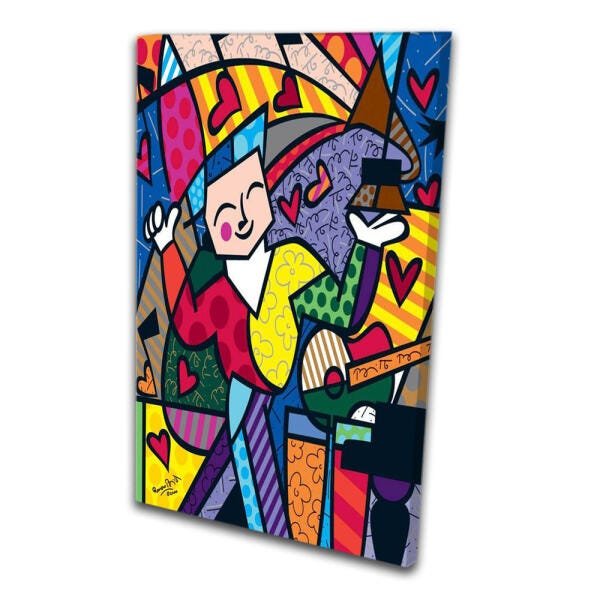 Quadro Decorativo Romero Britto Mulher Cançao Felicidade | MadeiraMadeira
