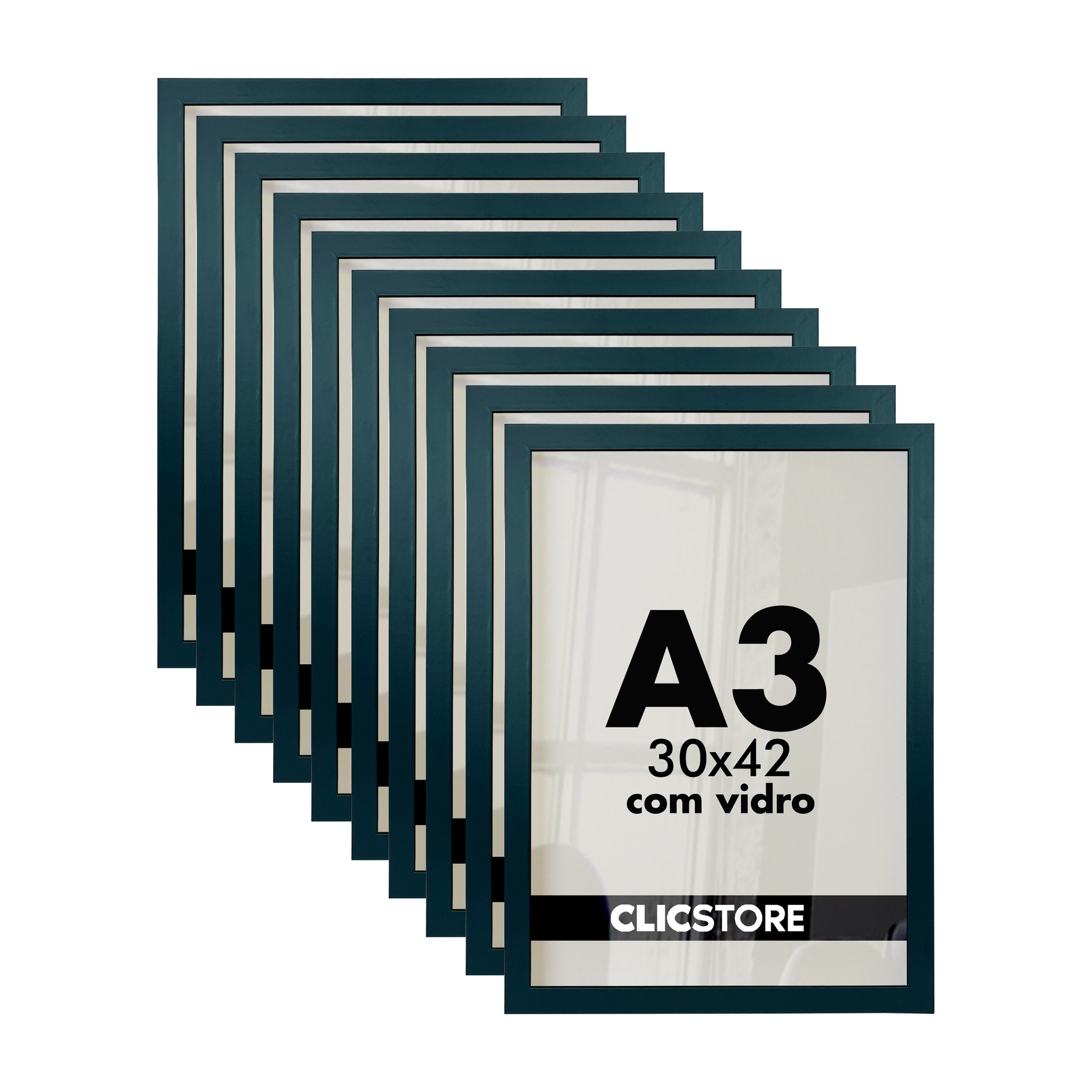 Kit 10 Molduras A3 30x42cm com Vidro e Fundo para Quadros Diplomas Certificados Fotos Cor:preto ...