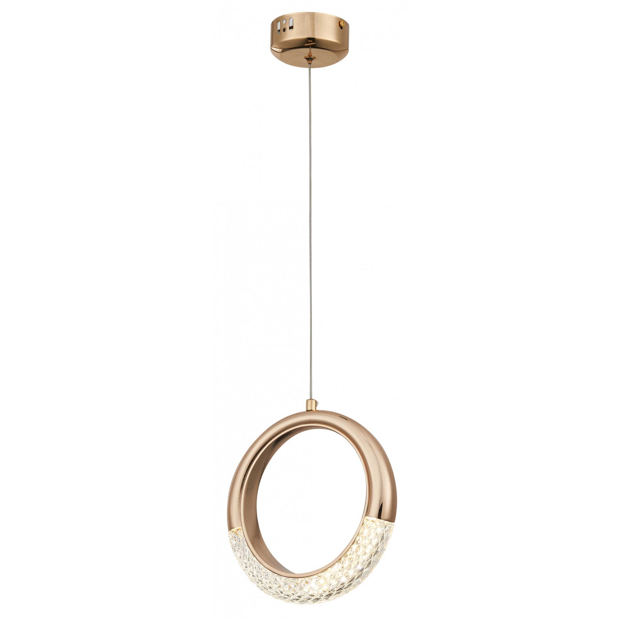 Pendente Aro Dourado Detalhe Acrílico 20cm Led 5W 3000K Bivolt PARIS ...
