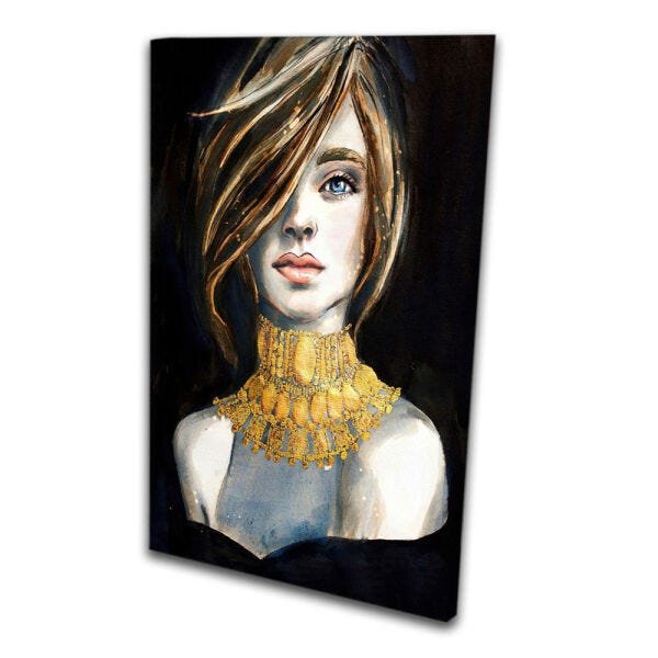 Quadro Decorativo Dama Colar de Ouro Ilustrativo | MadeiraMadeira