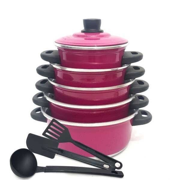 Jogo de Panelas Rosa Pink 5 pçs Espatula | MadeiraMadeira