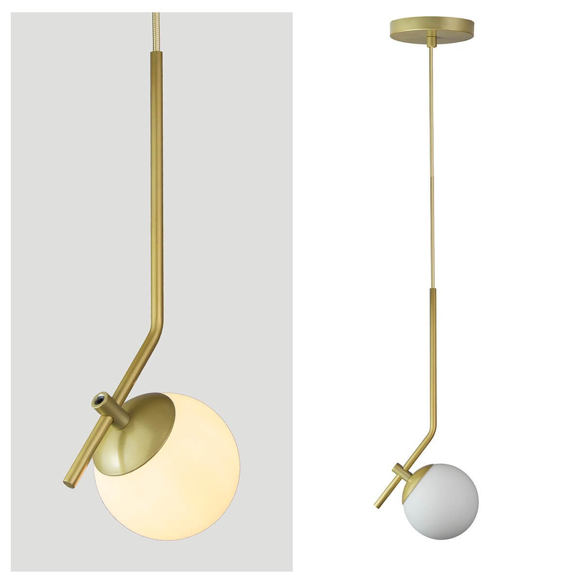 Lustre Pendente On Ly - Dourado com Globo de Vidro Branco - 4127-14-br ...