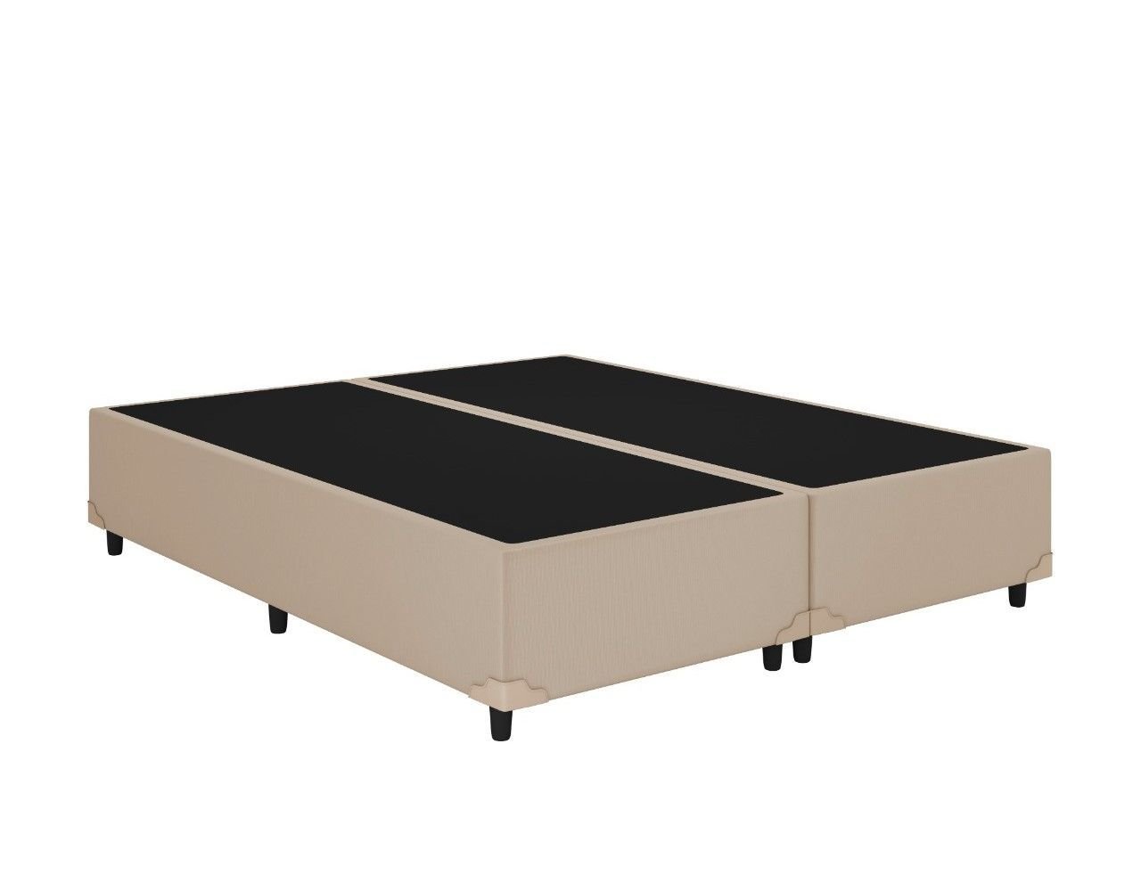 Base Box Casal Bipartida Corino Bege 138x188 Blindado | MadeiraMadeira