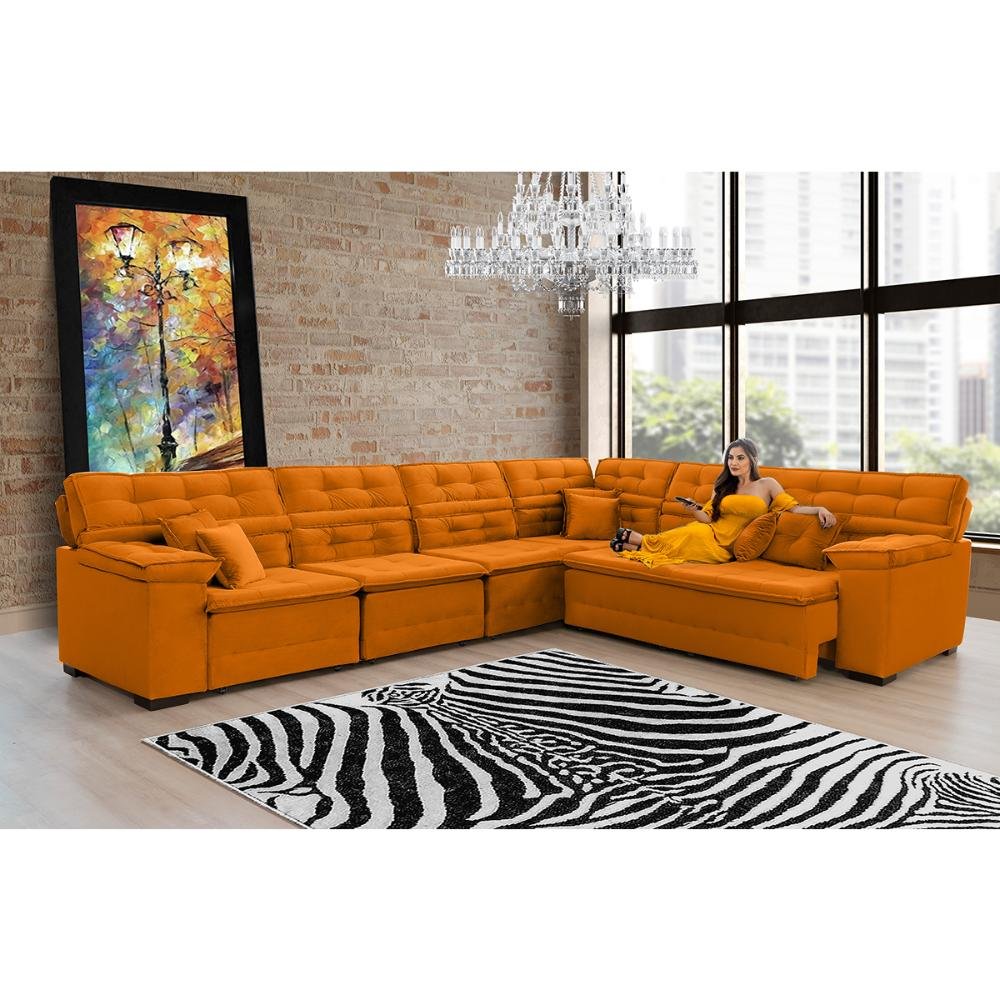 Sofá Magno 3.97x2.57m de Canto, Retrátil e Reclinável - Terra ...