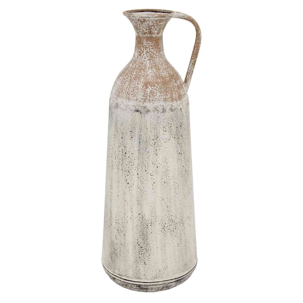 VASO DE METAL RUSTICO COM ALA BRANCO E BEGE BTC Decor | MadeiraMadeira