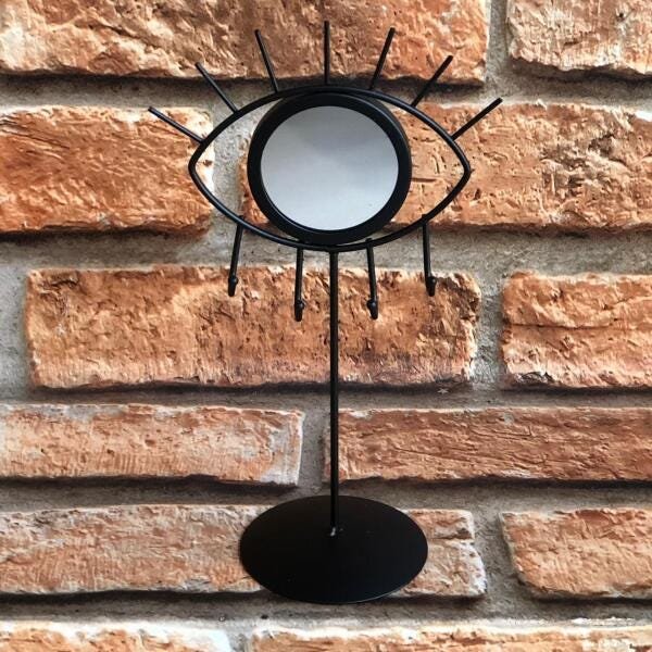 Espelho Porta-Jóias Olho Grego Preto | MadeiraMadeira