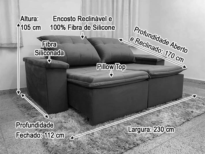 Sofá Retrátil Reclinável 2,30 m Cobre B179 Bari | MadeiraMadeira