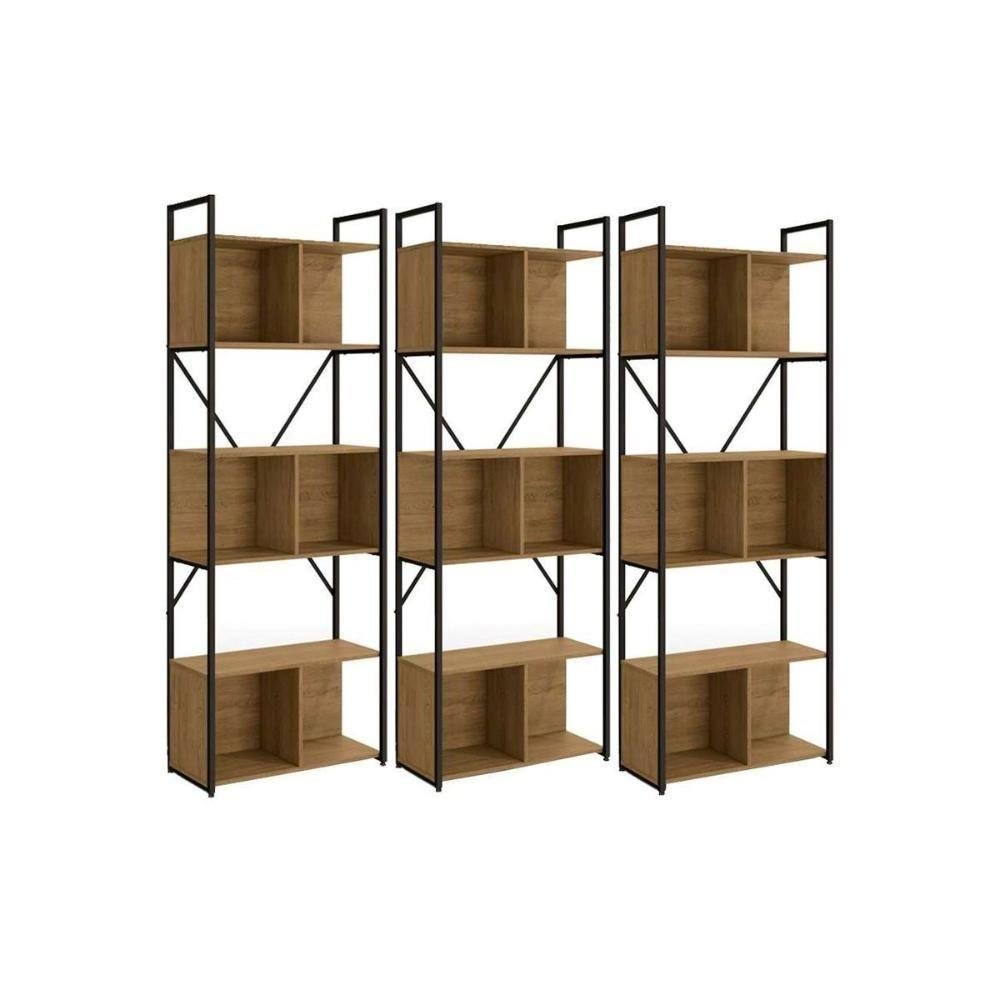 Estante para Sala Industrial Li014 Kit 3 Un Freijo/preto - Kappesberg ...