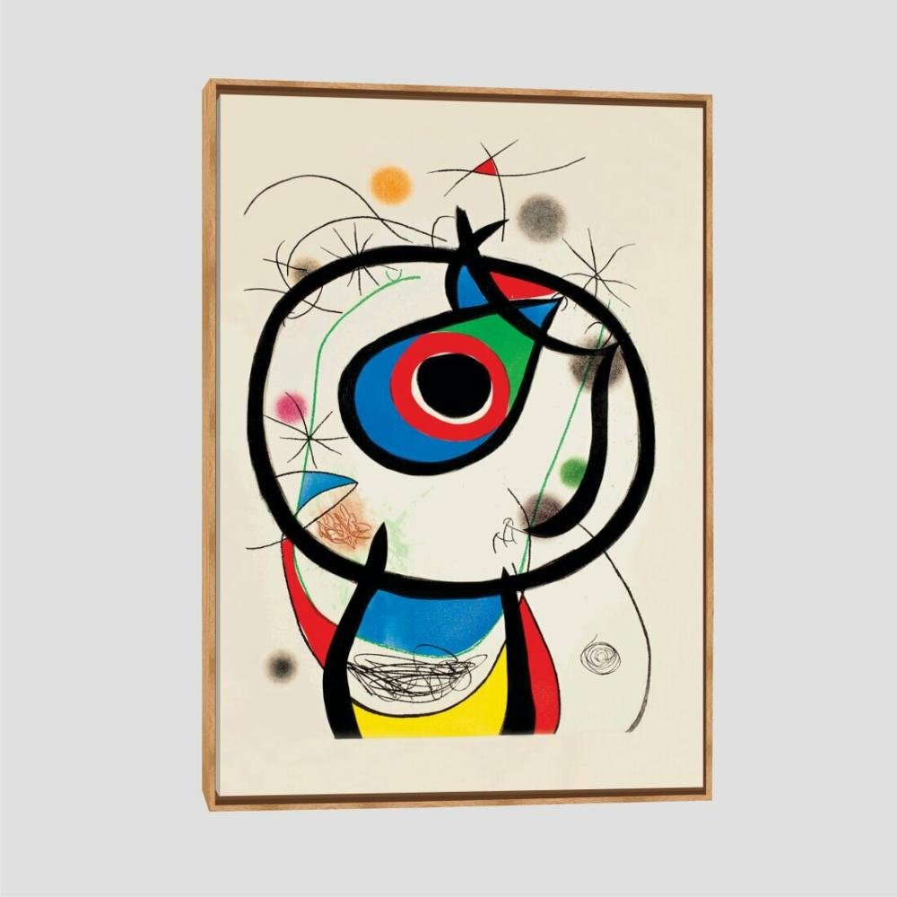 Quadro Joan Miró Iii Tela Moldura Bege 45X30Cm | MadeiraMadeira
