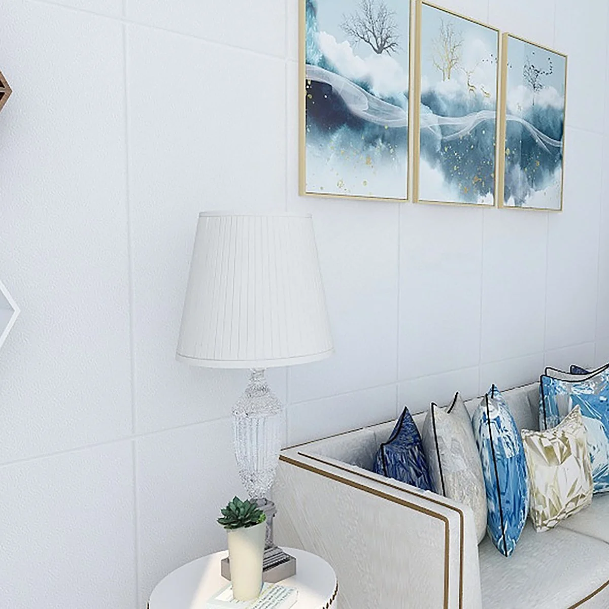 Kit Com 12 Painel 3D Adesivo Liso 70 x 70 | MadeiraMadeira