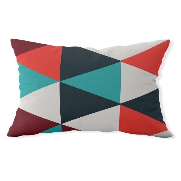 Almofada Baguete Own Geométrica Triângulos Laranja e Azul - 45x32 cm ...