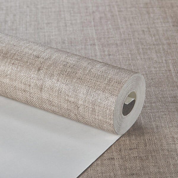 Papel de Parede Importado Vinílico Marrom Linho Luxo Quarto ...