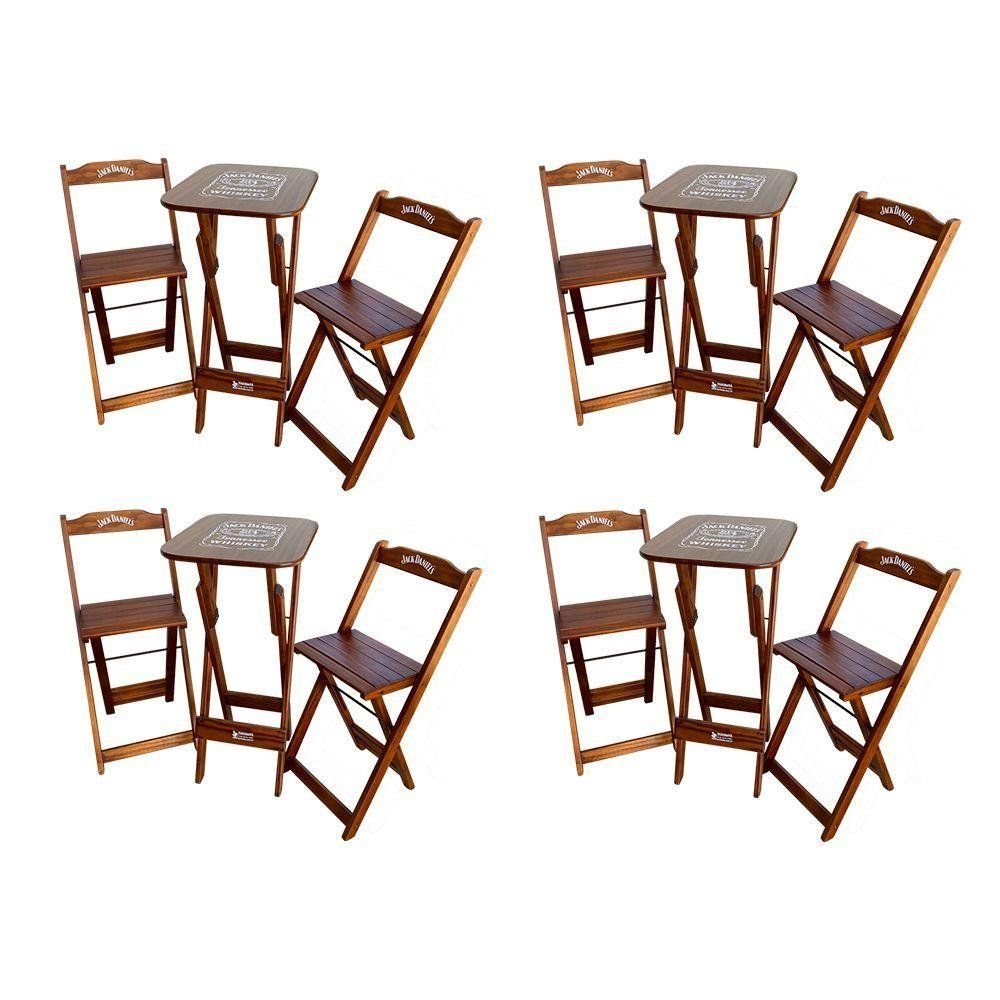 Kit 4 Conjuntos Bistrô Mesa com 2 Banquetas Dobráveis de Madeira Personalizada Jack - Imbuia ...