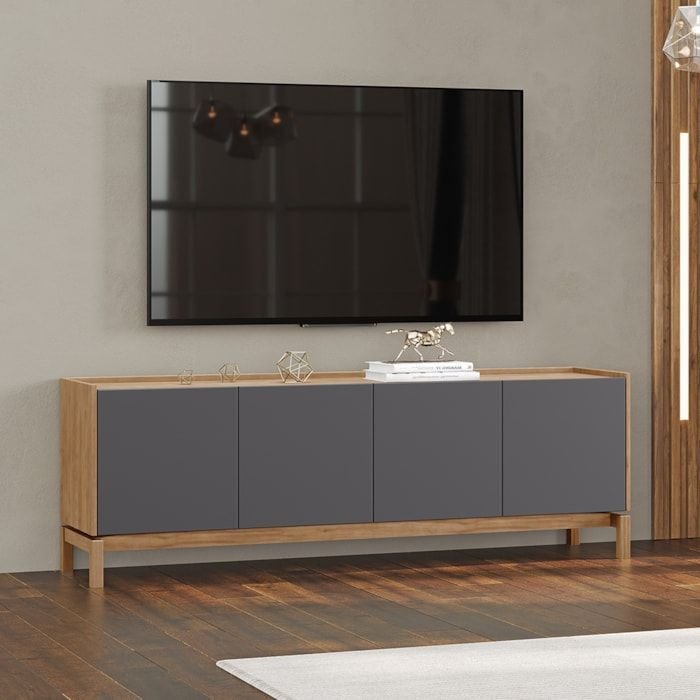 Rack para Tv 65 Polegadas 2p 2g 180 Cm 2153 Tauari Concret Milani Store | MadeiraMadeira