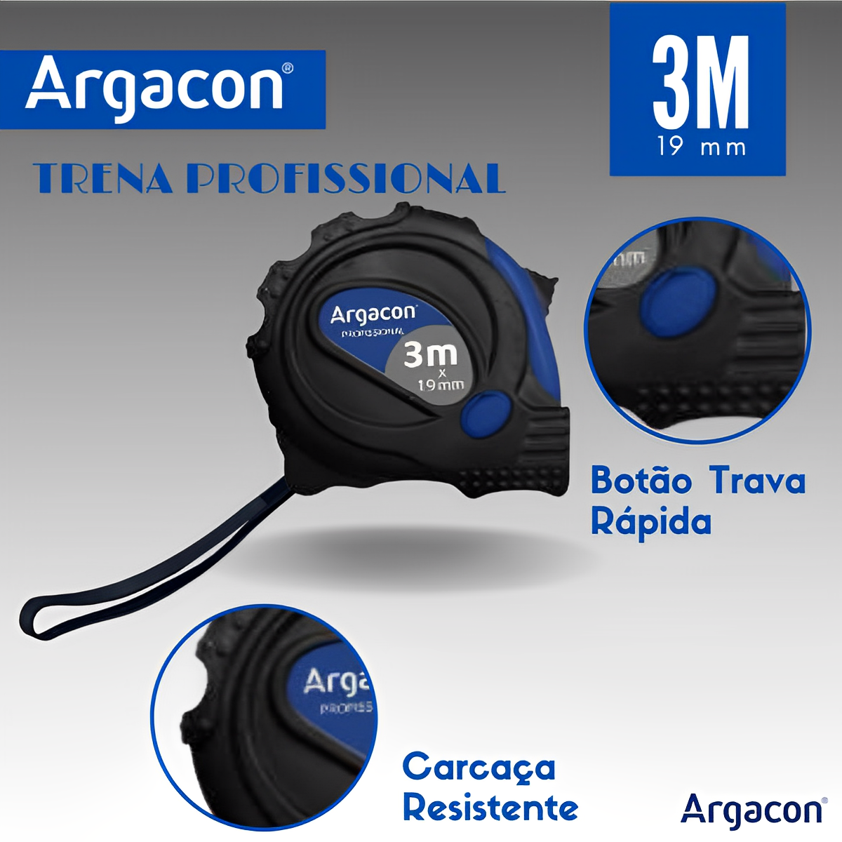 Trena Aço Fita Metálica Profissional 3m com Trava Kit 3 Unid ...