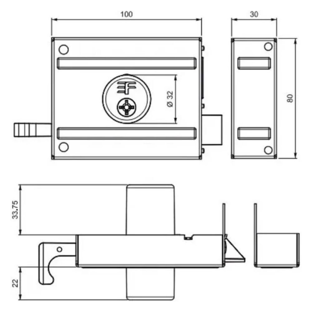 Fechadura Tetra Chave de Sobrepor para Portão Aço Inox 1130tinx-4ch com ...