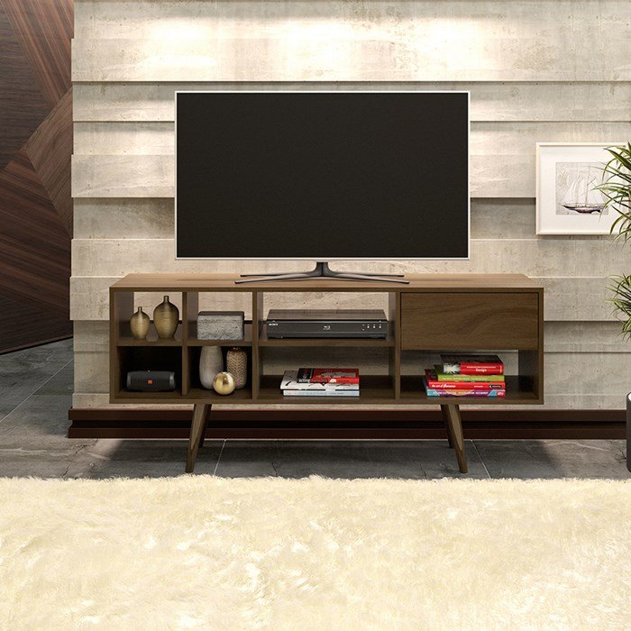 Rack para Tv 55 Polegadas 7 Nichos R1462 Capuccino Tecno Mobili | MadeiraMadeira