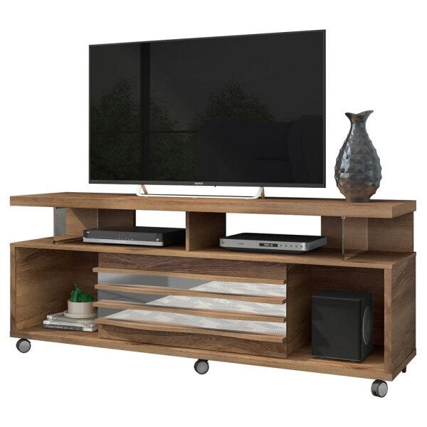 Rack Bancada com 1 Porta Deslizante Sala de Estar Wave Canela - Frade ...