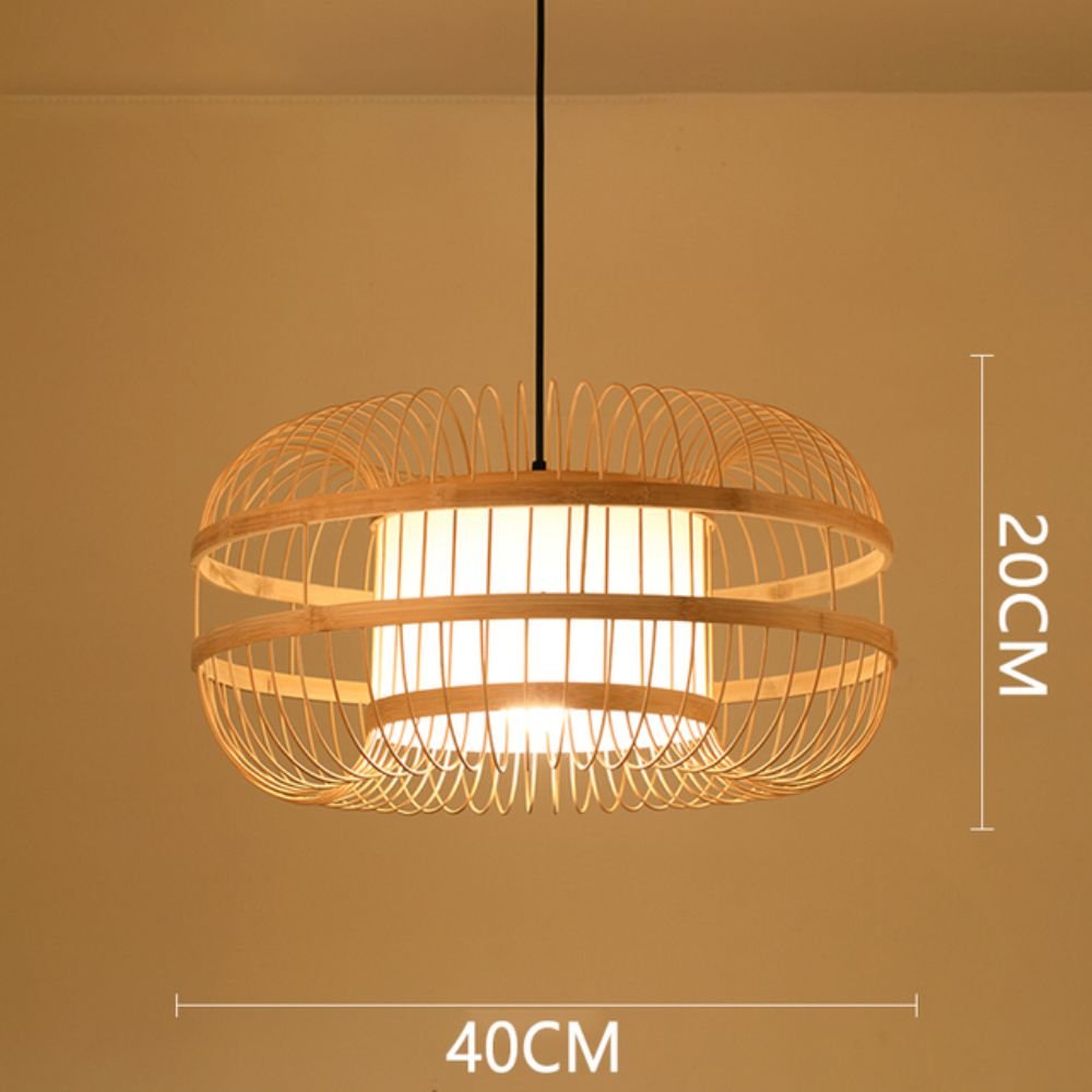 Luminária Pendente Estilo chinês artesanal led de bambu lustre cozinha ...