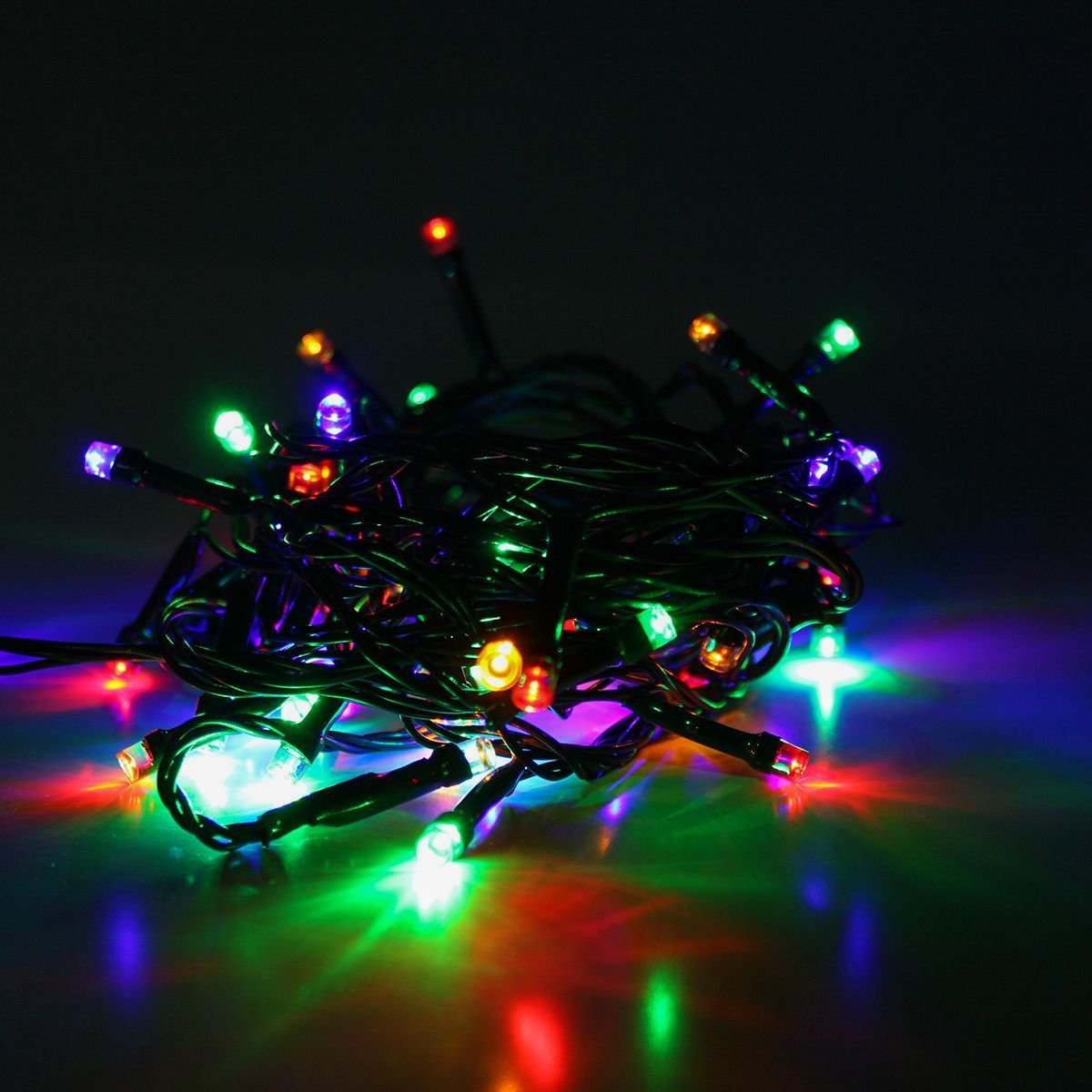 Cordão com 50 Lampadas de Led Formato Pequena Gota 5 Metros Fio Verde ...