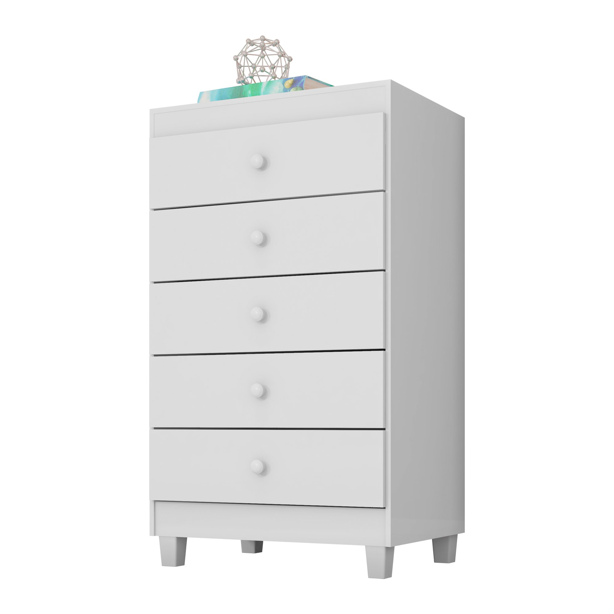 Guarda Roupa Infantil 6 Portas Com Cômoda 5 Gavetas Aquarela Branco ...