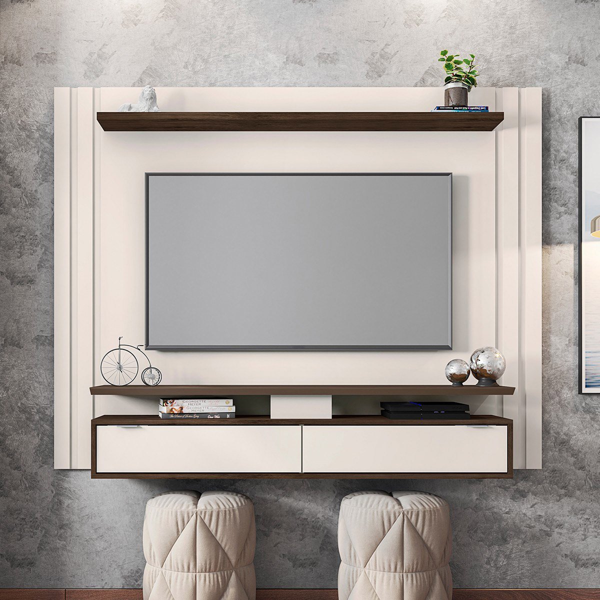 Painel Suspenso para TV até 55" Chicago L01 - Amarena Móveis PAINEL ...