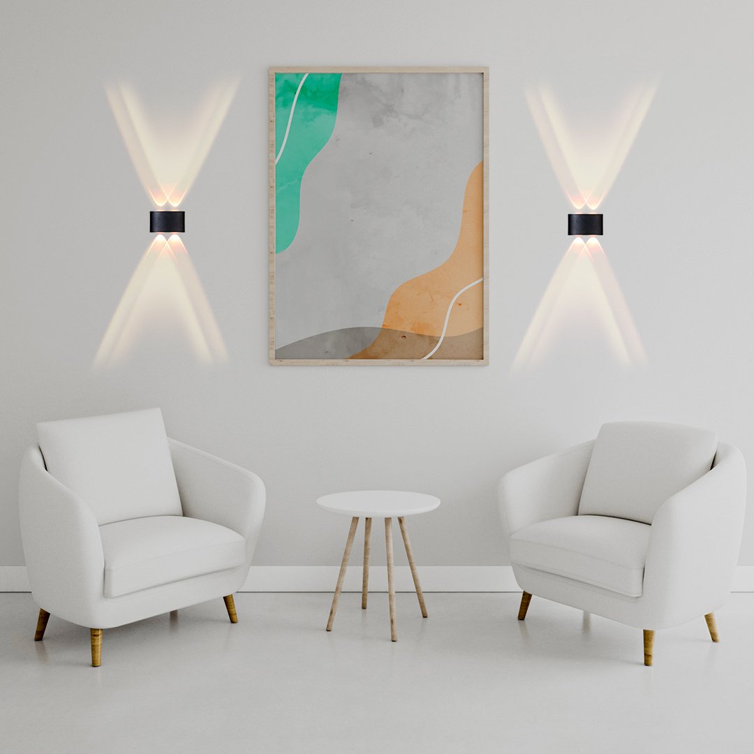 Arandela Clessidra Preto LED 4W 3000K IP65 Opus Efeito Luz ST2643 | MadeiraMadeira