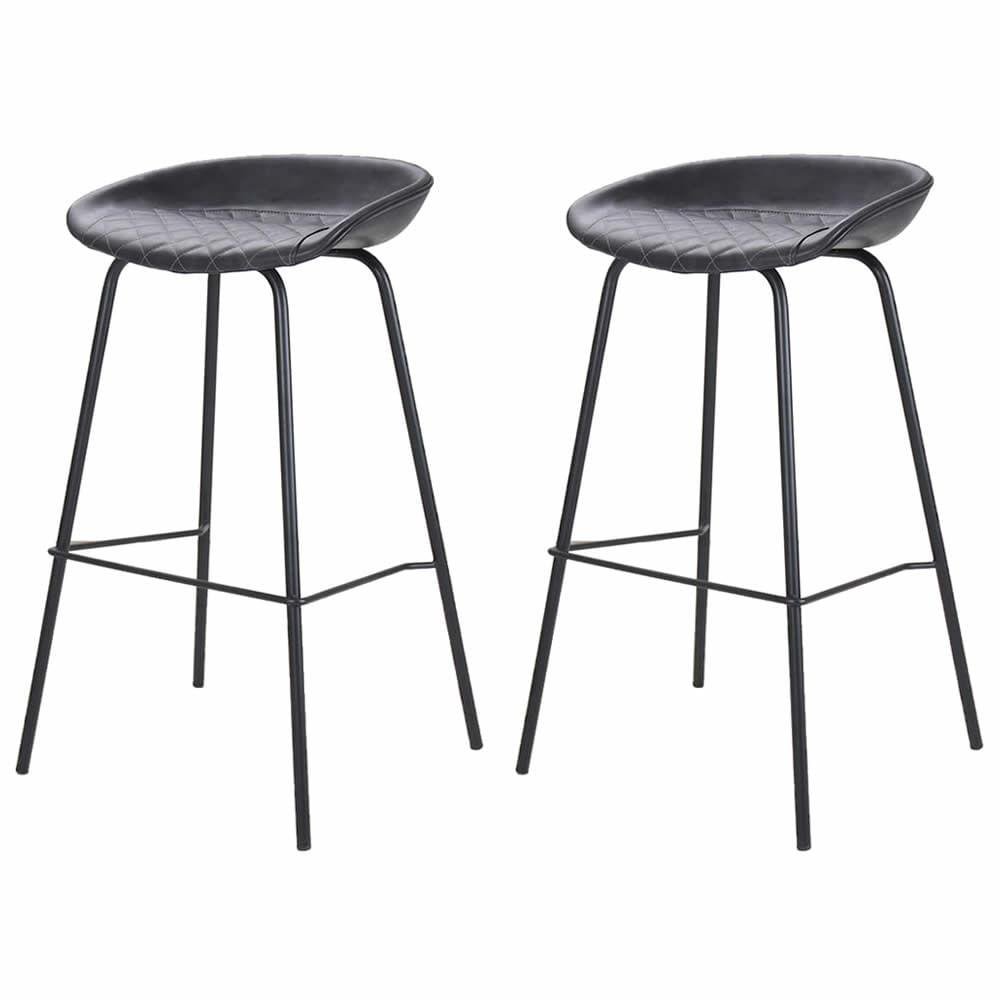 Kit 2 Banquetas Altas Cassia Rosário Rivatti PU Preto Base Metal Aço ...