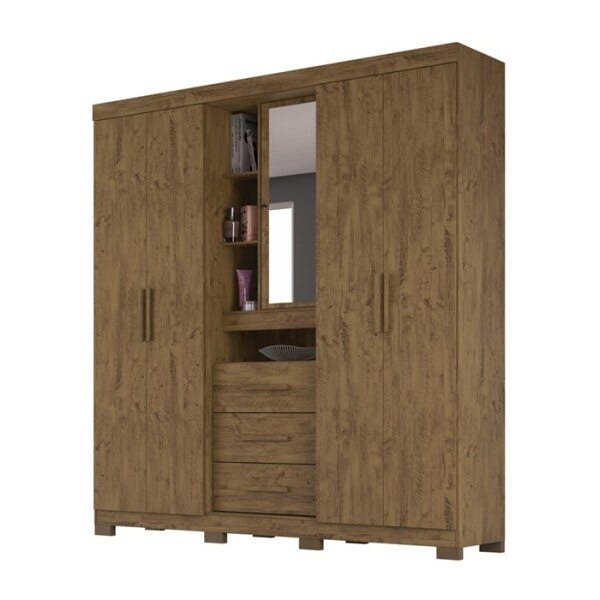 Guarda-Roupa com Painel de Espelho Giratório Eldorado Castanho Wood ...