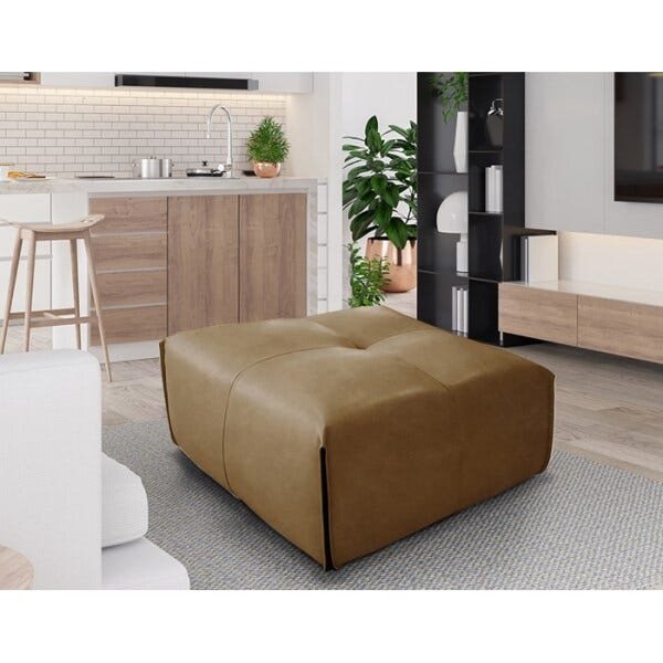 Puff Retangular Senepol 0405 Couro Legitimo Leather Capuccino Toro ...