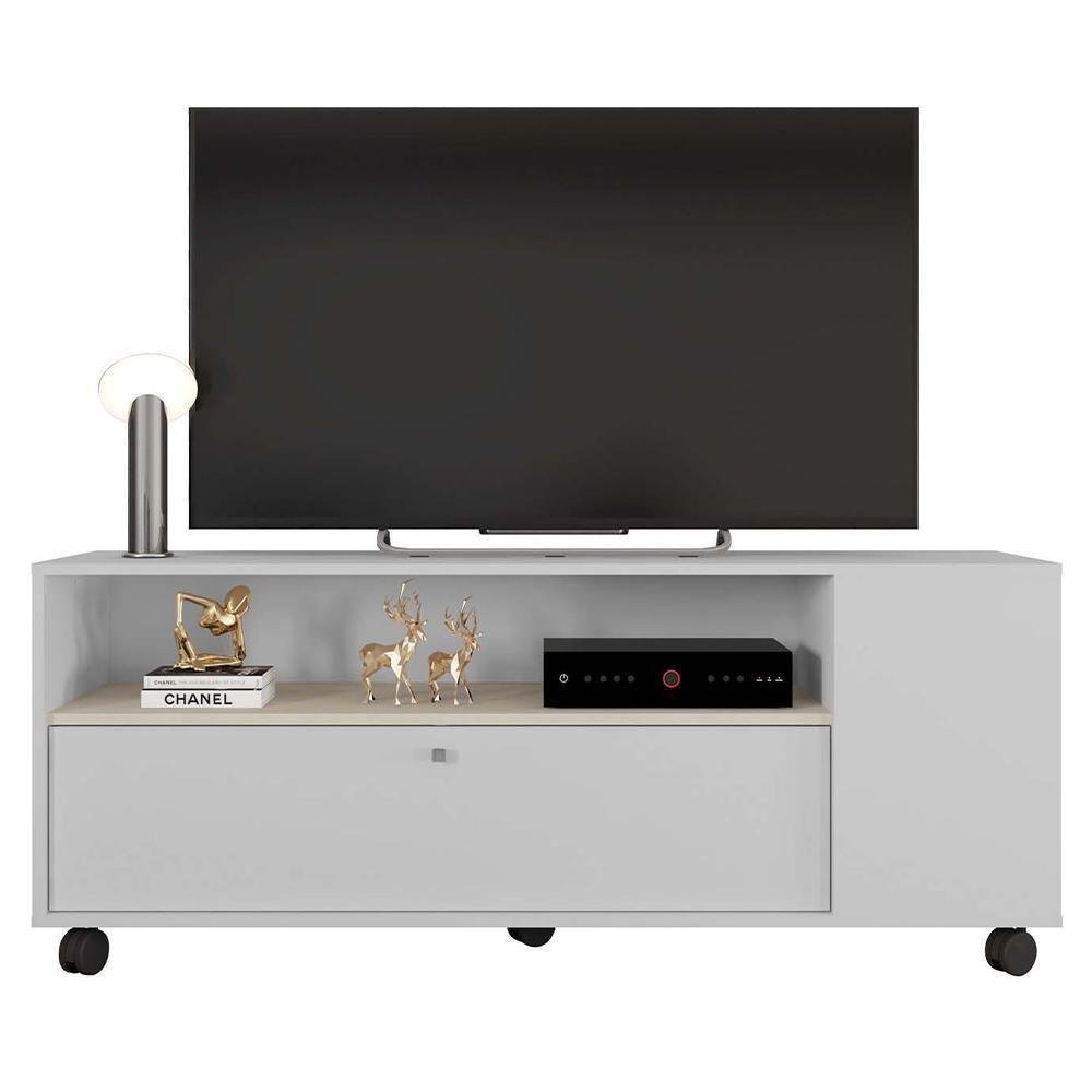 Bancada Rack Para Tv Até 55 Polegadas Opala Branco Caemmun | MadeiraMadeira