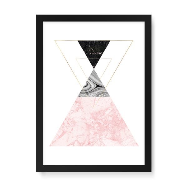 Quadro Decorativo Geométrico Triângulos Pirâmide - 23x16,25cm (Moldura ...