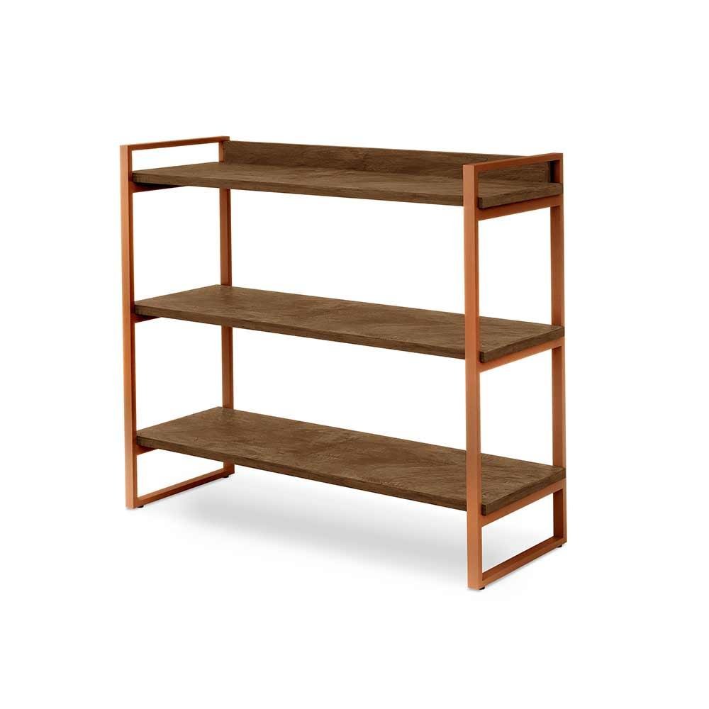 Estante Pequena Em Aço 3 Prateleiras 90 cm Imbuia Bronze Ezreal Shop JM ...