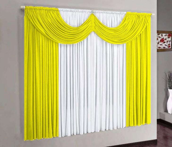 Cortina Paris 4.00m x 2.80m - Varão Simples - Amarelo e branco ...