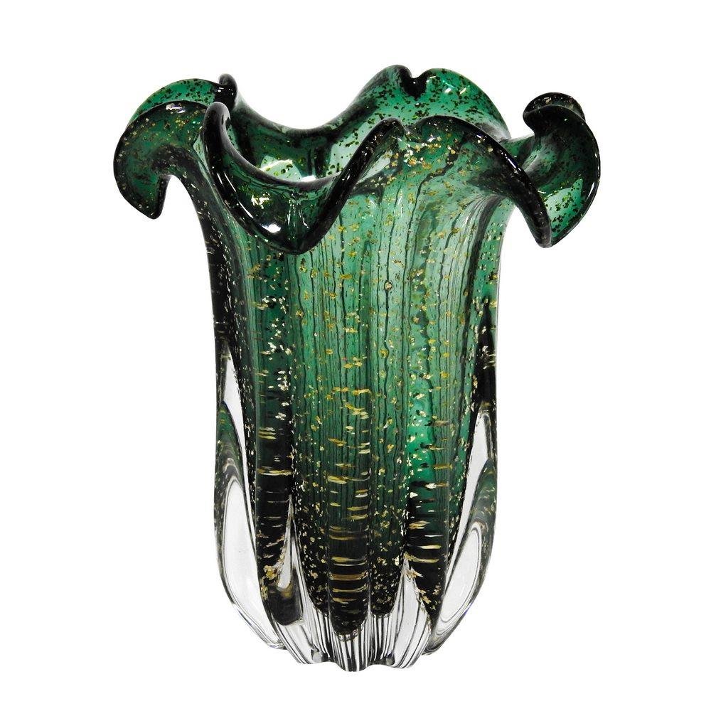 Vaso Murano Le Vignole Verde e Dourado G | MadeiraMadeira