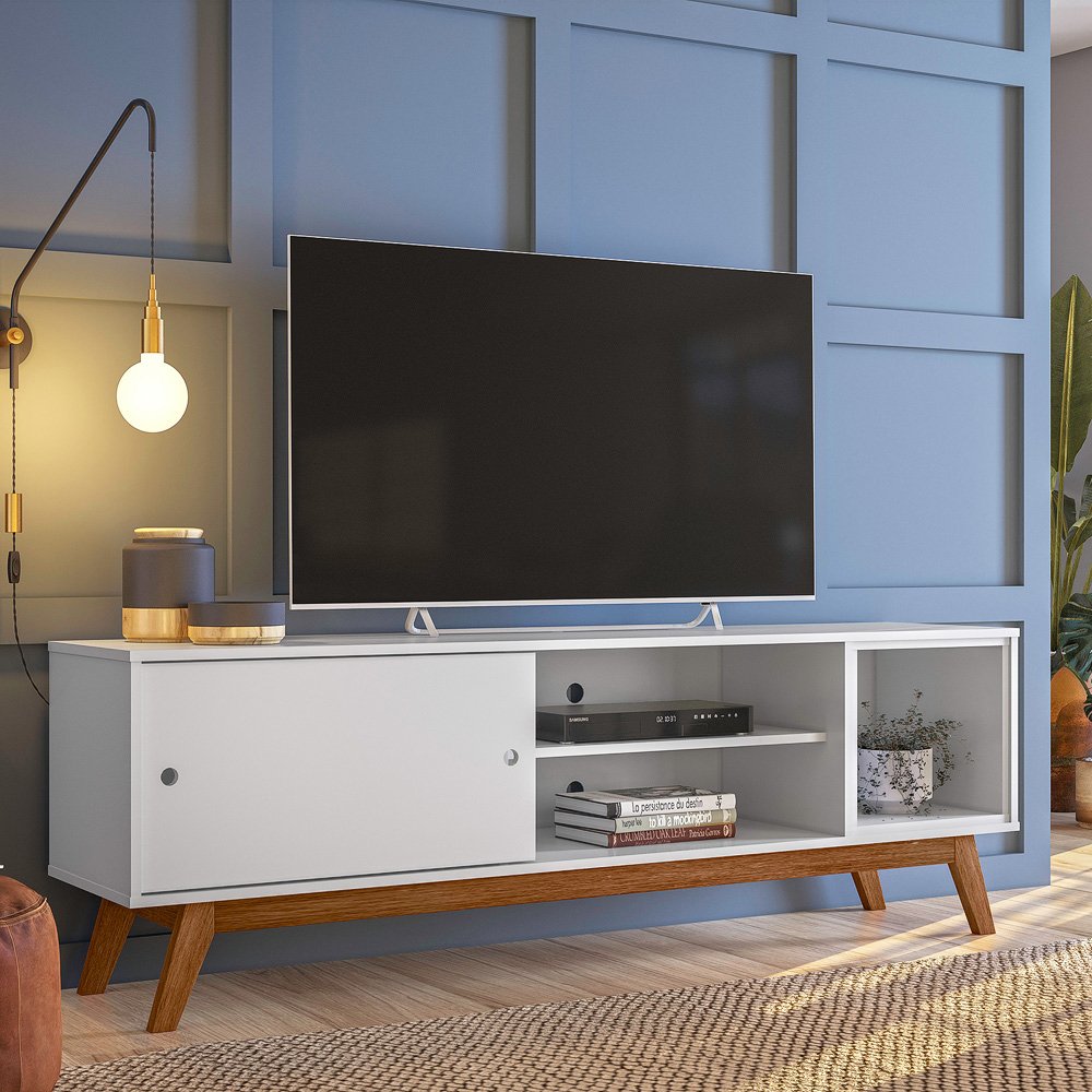 Rack Retro Tv 60 Polegadas Malibu 50 Branco | MadeiraMadeira