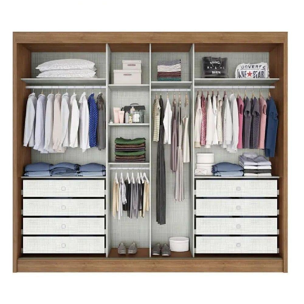 Guarda Roupa Casal 1 Porta Espelhada 8 Gavetas cumaru | MadeiraMadeira