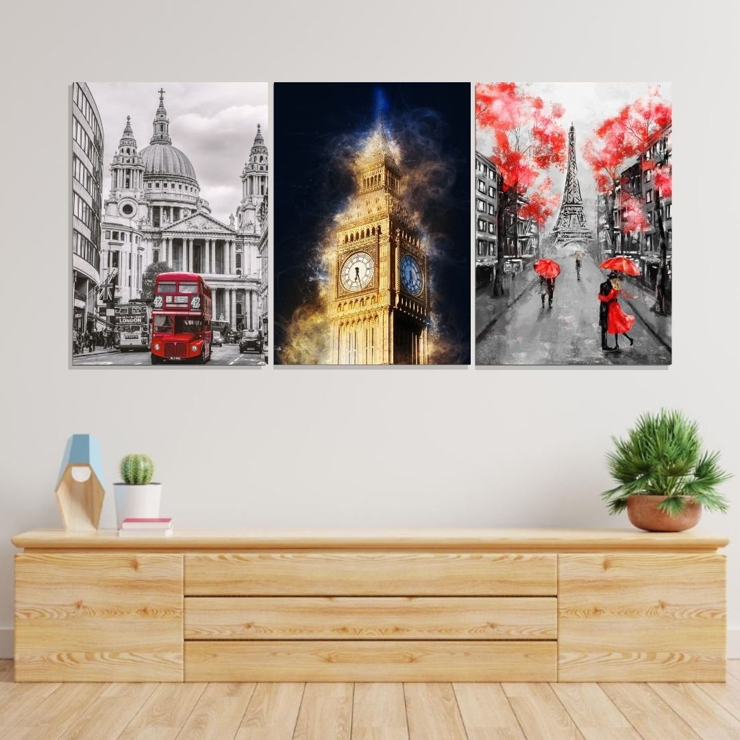 Quadros Decorativos - Três Telas 60x40cm - Cidades Europeias ...