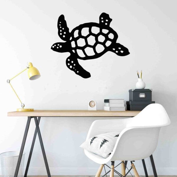 Quadro Decorativo Adorno Tartaruga III 3mm Vazado - Mdf:Preto ...