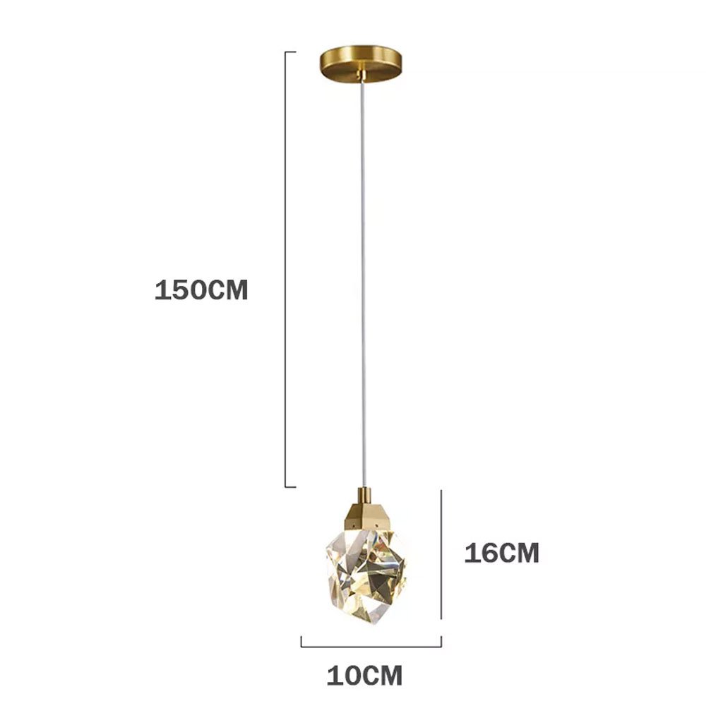 Pendente Lapidado Cristal Transparente Metal Dourado LED 5W 3200K ...