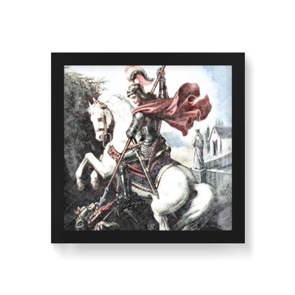 Quadro Decorativo São Jorge Desenho Riscos - 30x30cm (Moldura em laca ...