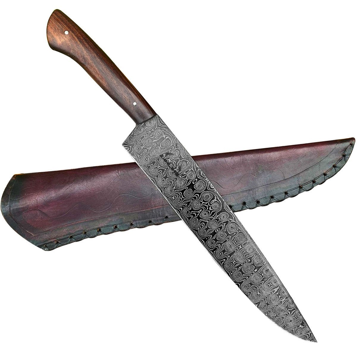 Faca Artesanal Churrasco Aço Damasco 200 Camadas 9" Cabo Madeira ...