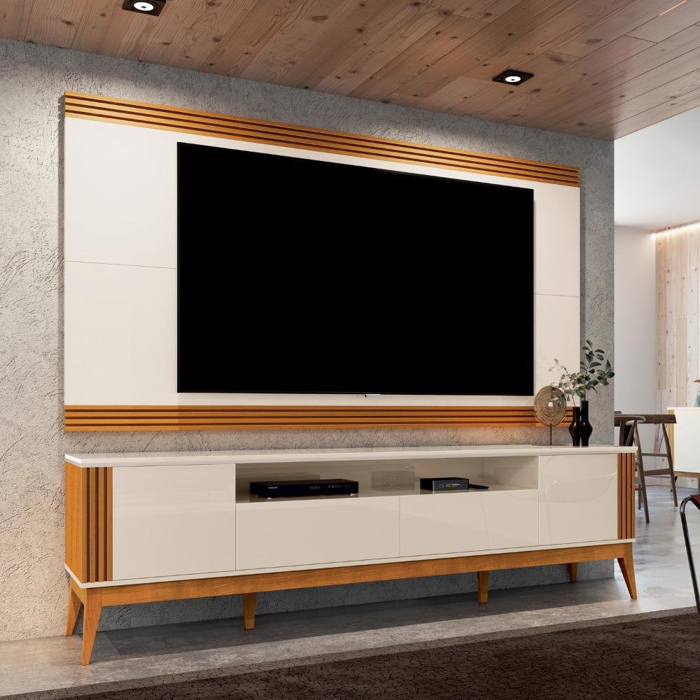 Rack com Painel Ripado para TV Até 75 Polegadas Munique 218CM Cor ...