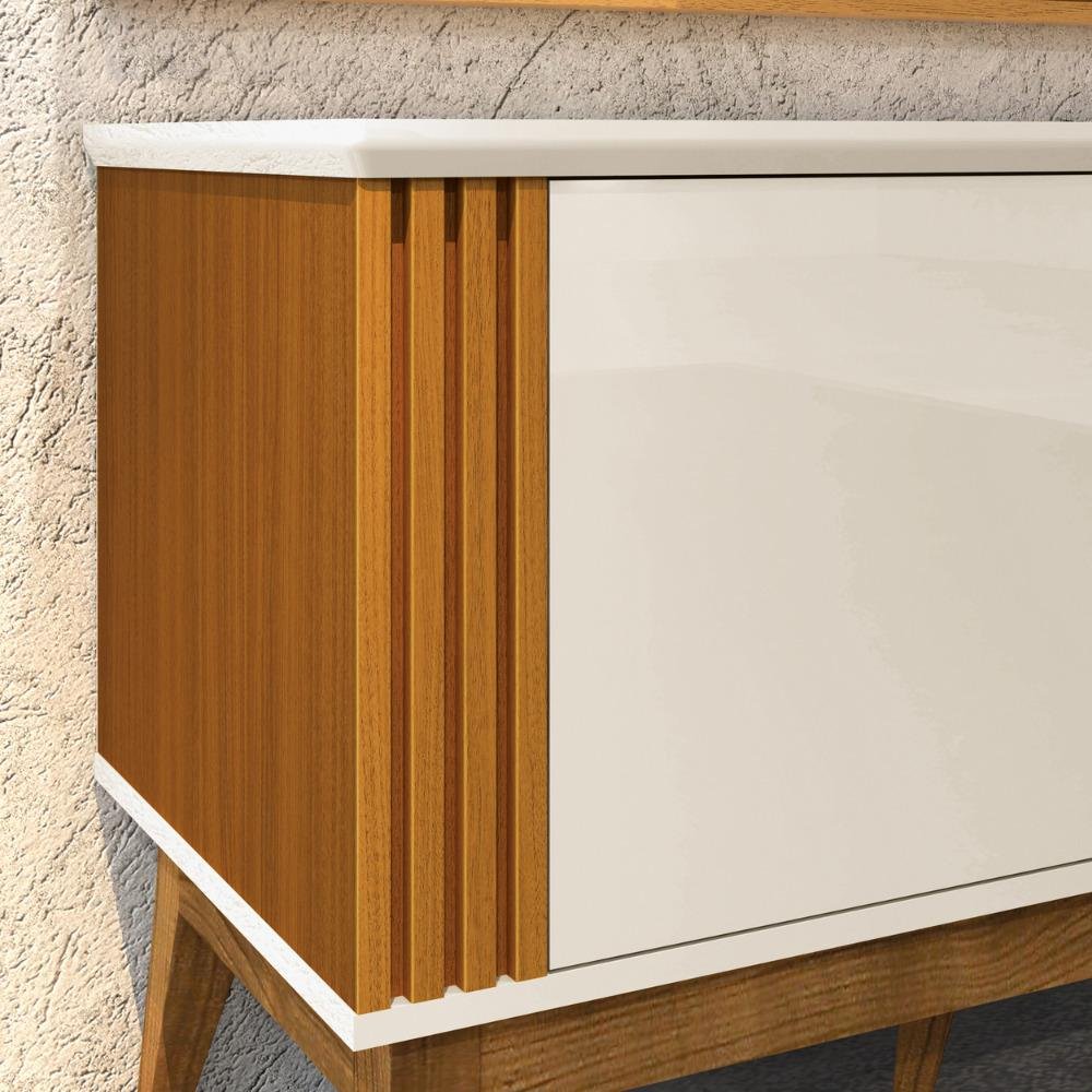 Rack com Painel Ripado para TV Até 75 Polegadas Munique 218CM Cor:OffWhite/Cedo | MadeiraMadeira