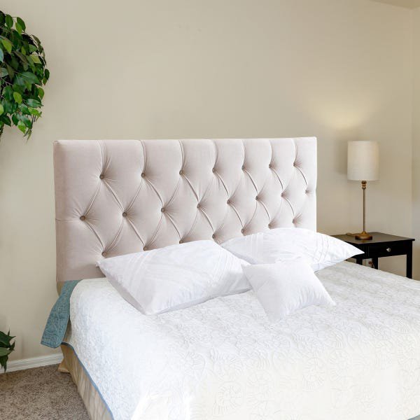 Cabeceira Casal de Cama Box Casal Capitone Tecido Suede Bege | MadeiraMadeira